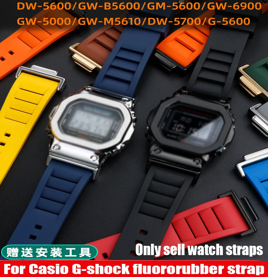 For-Casio-G-SHOCK-GW-M5610-DW5600-DW5610-GA2100-fluoro-rubber-watch ...