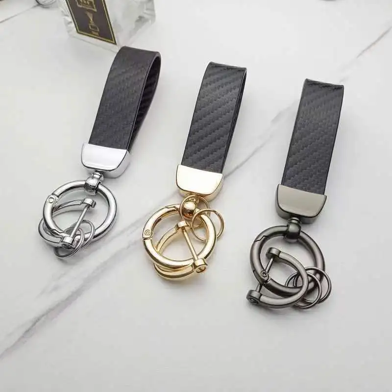 Carbon-Fiber-Styl-Car-Keychain-Ring-360-Degree-Rotating-Key-Chain-Keys ...