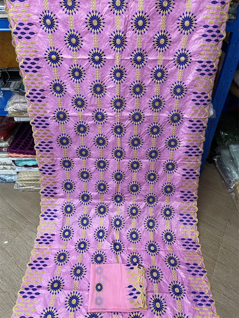 Blesing 100% Cotton Bazin High Quality African Bazin Fabric With Tulle ...