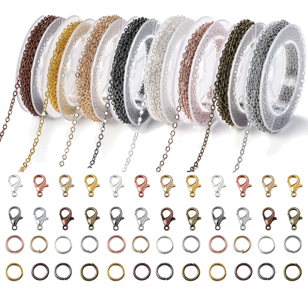 1 Set 3m Iron Cable Chain Bulk Chains Link Chain With Jump Rings ...