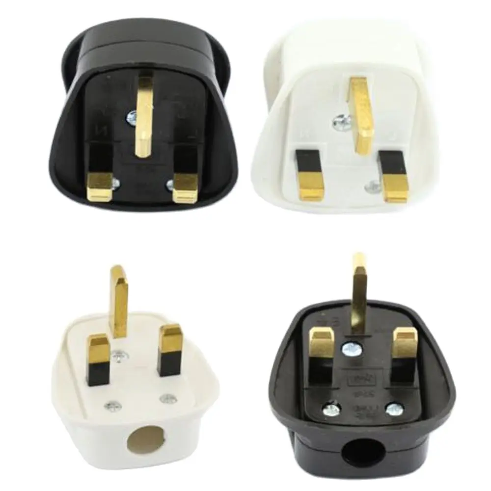 2pcs White Black Grounded 250V UK 13A British Wiring Plug 3 Pin Fused ...