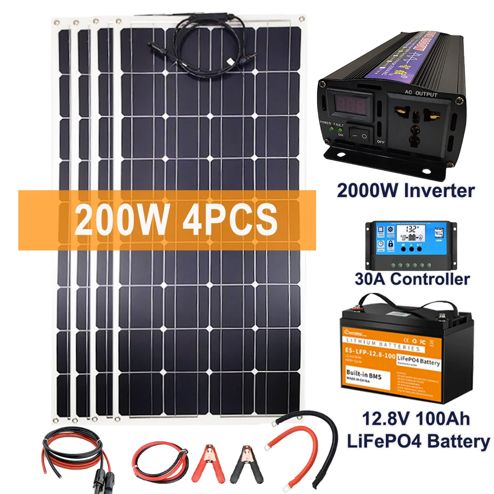 Pure-Sine-Wave-Solar-Panel-Kit-DC-12V-To-220V-Solar-Power-Generation ...