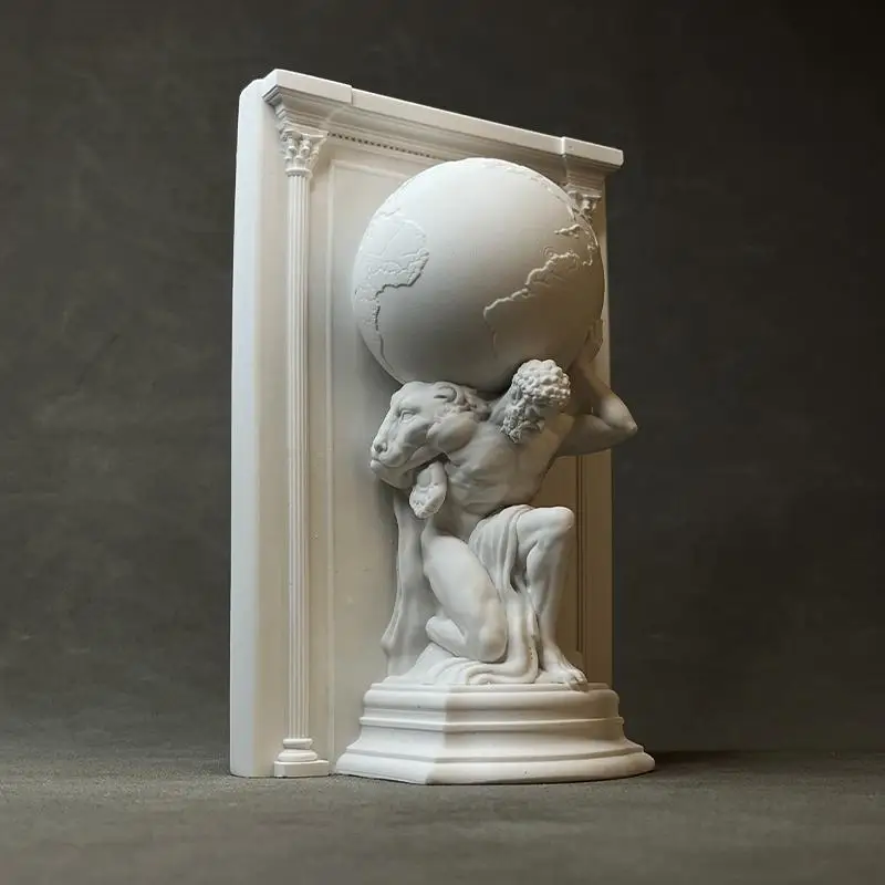 Hercules lifting the earth figure sculpture plaster statue bookshelf ...