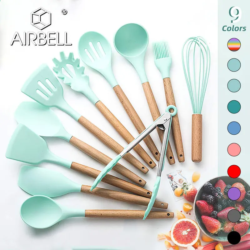 Cooking-Tool-12-Sets-Non-Toxic-Cooking-Utensils-Silicone-Wooden ...