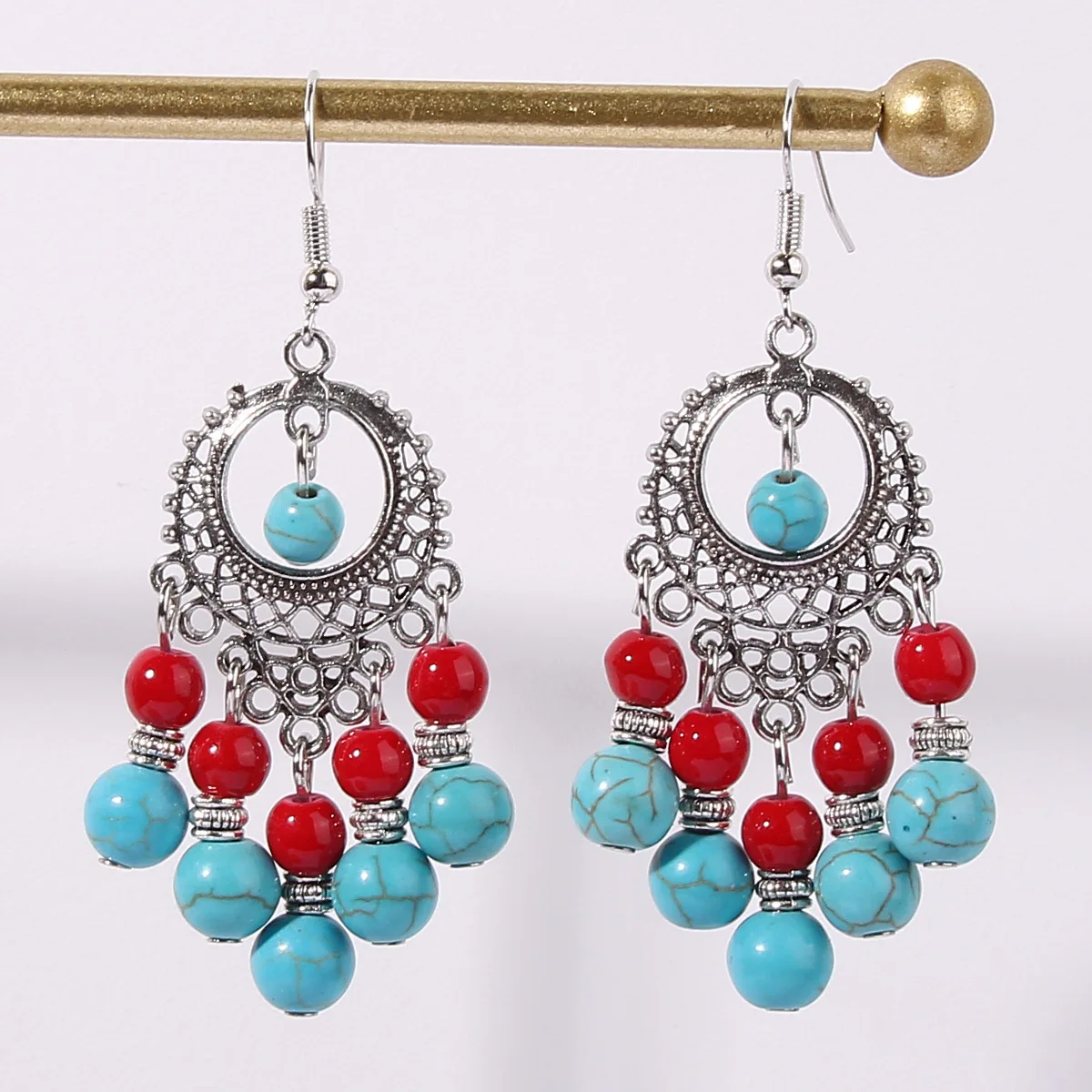 Pendientes-colgantes-bohemios-para-mujer-aretes-de-borla-turquesa ...