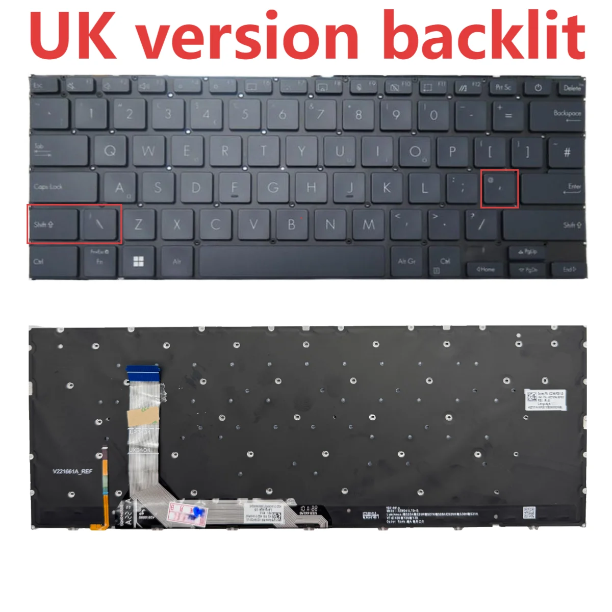 מקלדת עם תאורה אחורית UX3404 UK עבור ASUS Zenbook UX3404 UX3404V ...