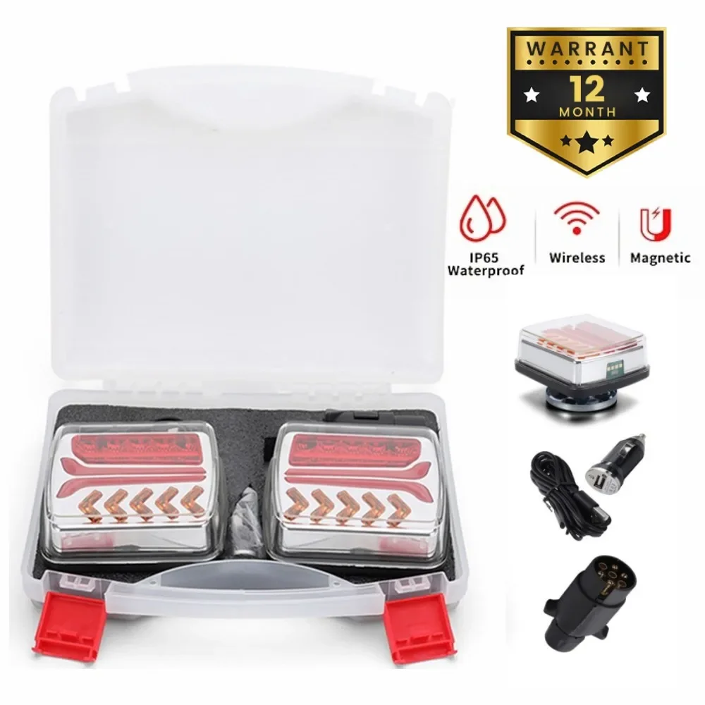 12V 24V Wireless Magnetic LED Truck Tail Light Trailer Rear Light ...