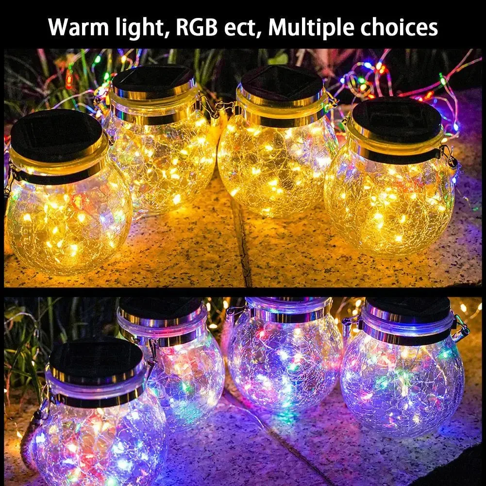 30-LEDs-Solar-Night-Light-Crack-Ball-Glass-Jar-Wishing-Light-Outdoor ...