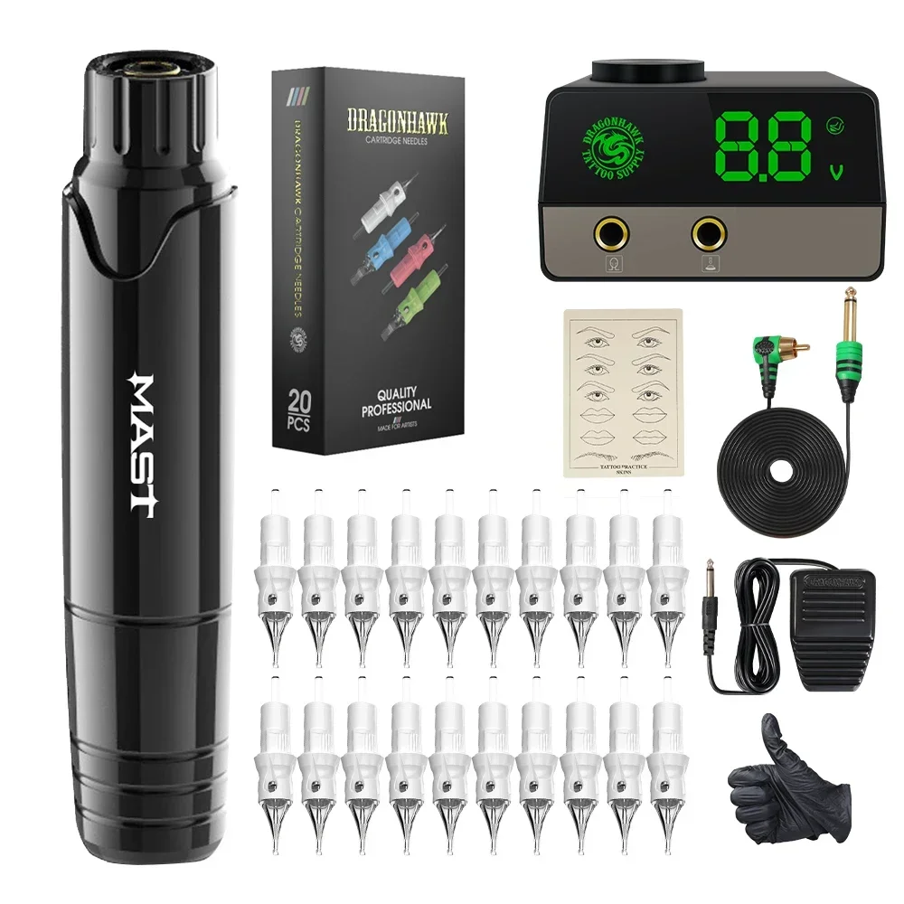 Professional Tattoo Pen Machine Kit Machine Set Tattoo Rotary Pen LCD ...