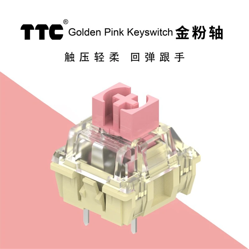 TTC Gold Pink Switch V2 3pin Linear Mechanical Keyboard Switches Silver ...