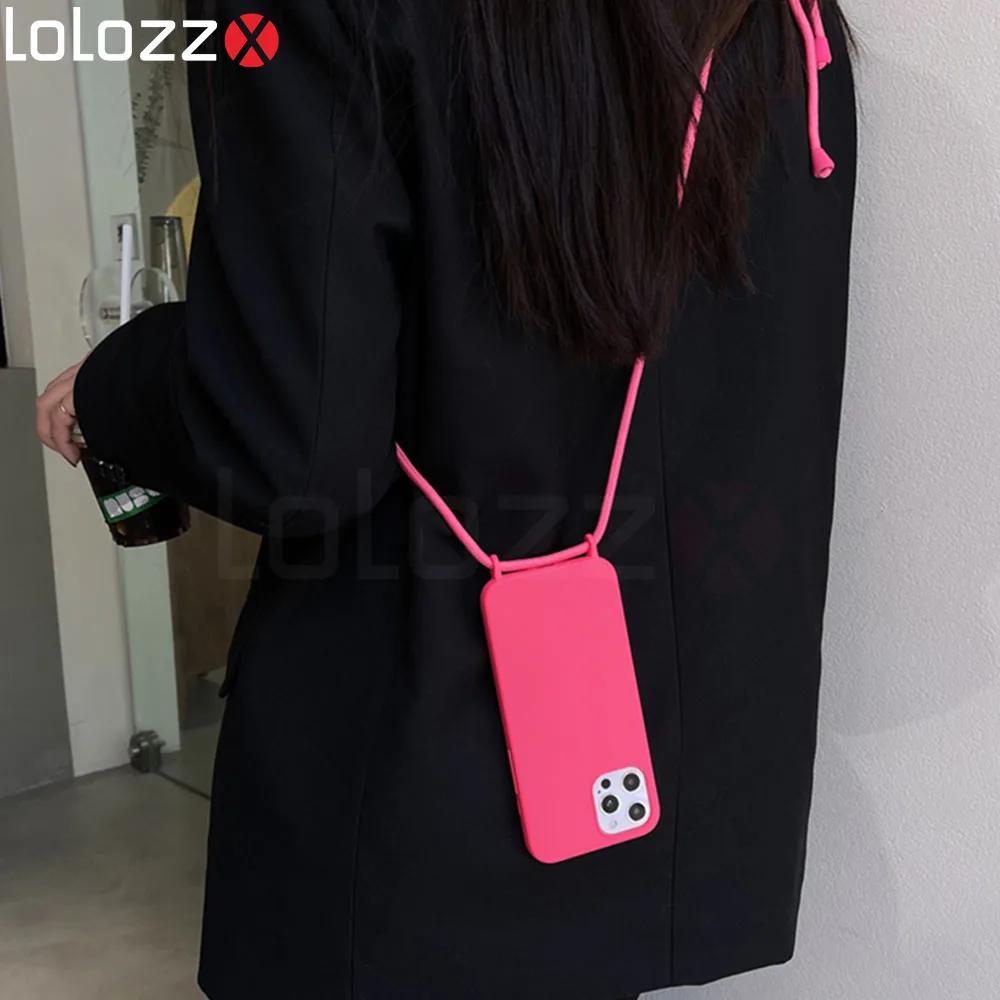 Fluorescent Silicone Phone Case with Lanyard Cord and Neck Strap ...