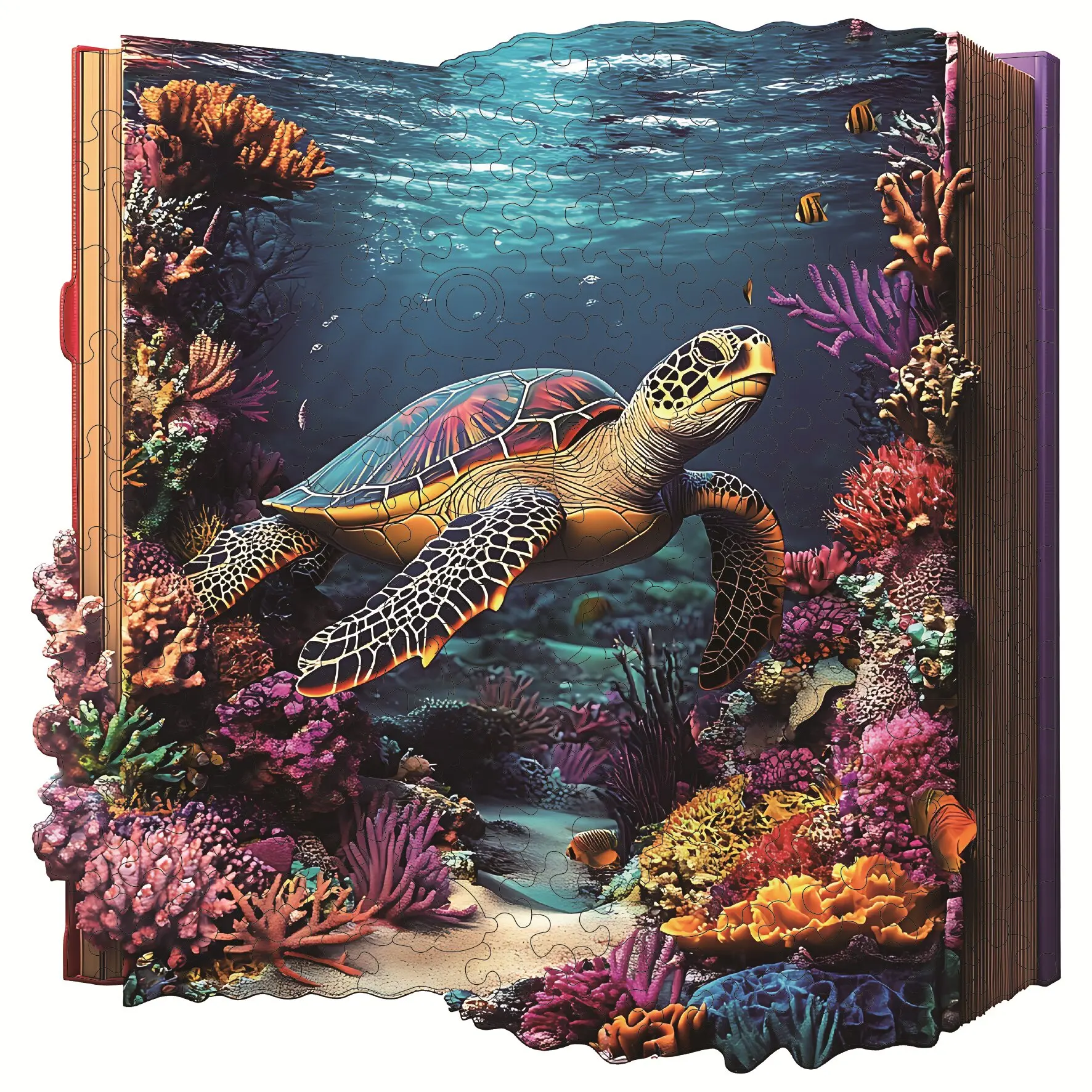 Wooden Puzzle for Adults -The turtle in the book Puzzle, Unique Shape ...