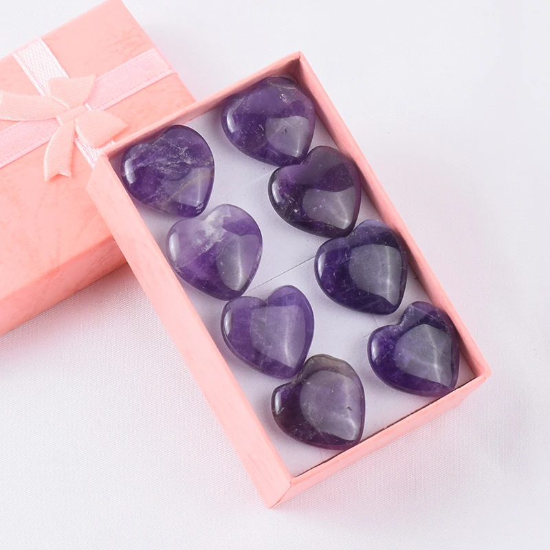 8pcs Natural Stones Heart-Shaped 20MM Semi-Precious Potted Plants Fish ...