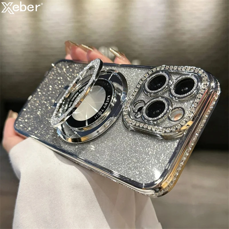 Luxury-Plating-For-Magsafe-Magnetic-Stand-Holder-Glitter-Diamond-Case ...