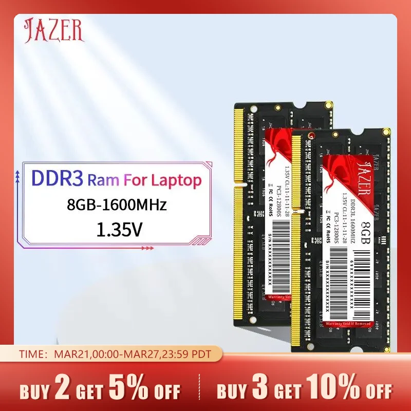 JAZER-DDR3-8GB-1600MHz-DDR3L-Ram-Unbuffered-Non-ECC-1-35V-SODIMM-Laptop ...
