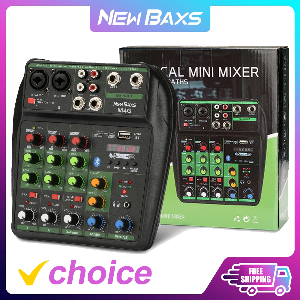Audio-Mixer-M4-4-Channel-Professional-Mixing-Console-Bluetooth-48V ...