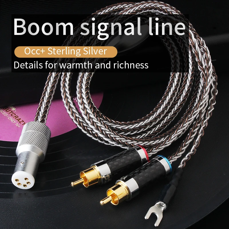 Hifi Pure Silver Tonearm Cable 5 Pin XLR Female To 2Rca U Plug Fever ...