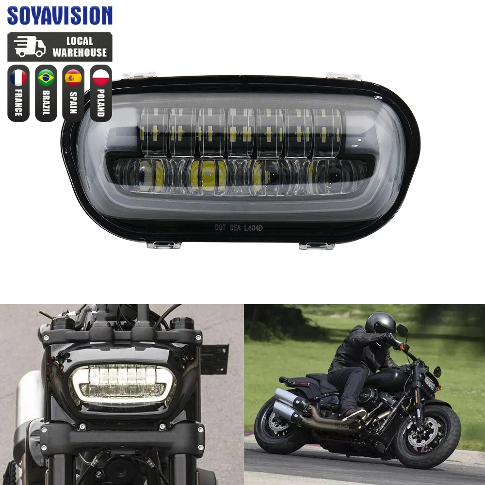 9-Black-Motorcycle-Led-Headlight-for-Fatbob-2018-4-65-Fat-Bob-Led ...