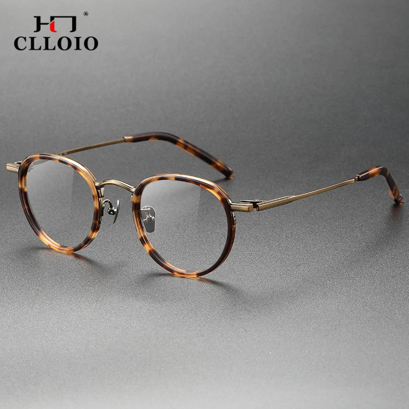 CLLOIO-Vintage-Round-Pure-Titanium-Glasses-Frame-Men-Blue-Light ...