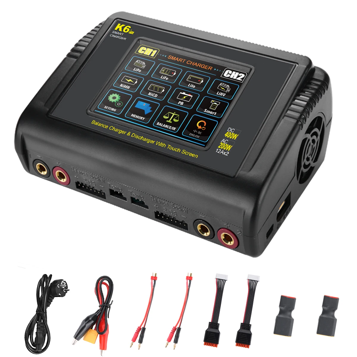 HTRC K6+PRO DC 400W AC 200W 12Ax2 Smart Battery Balance Charger For ...