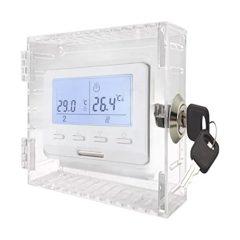 Thermostat-Box-With-Lock-Clear-Thermostat-Protection-Cover-All-Around ...