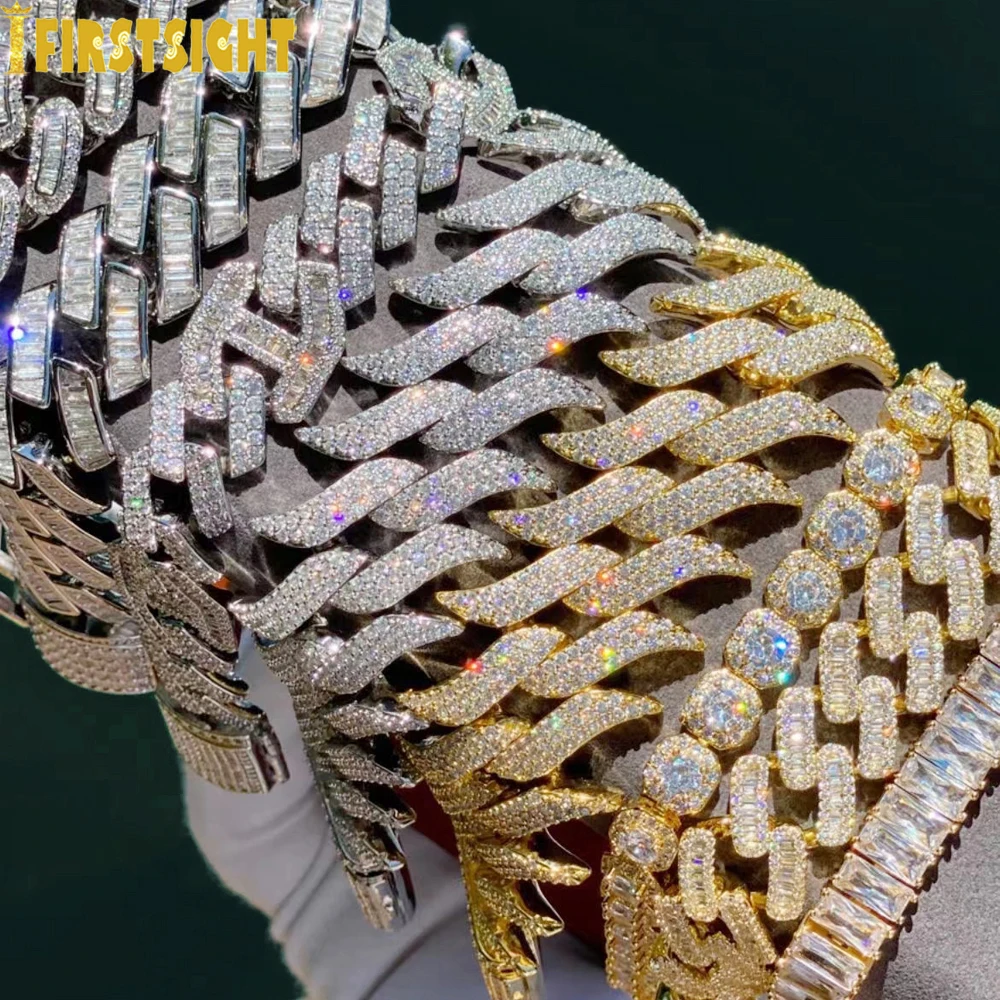New Iced Out Cuban Link Bracelet For Men Prong Setting CZ Cubic ...