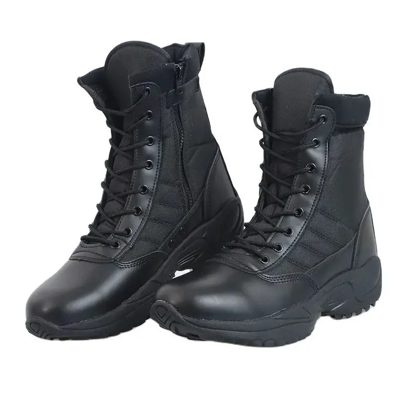 Botas-militares-t-cticas-de-cuero-genuino-para-hombre-botines-del-ej ...