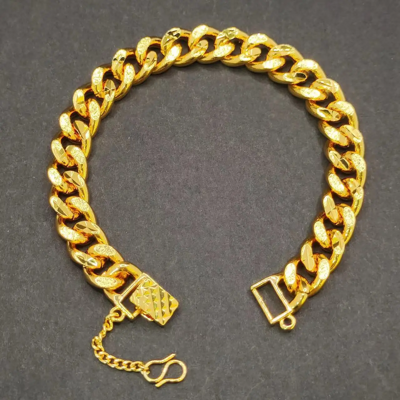 10mm-Hip-Hop-Man-s-Simple-Charms-Bracelets-Luxury-Cuban-Link-Chain-24k ...