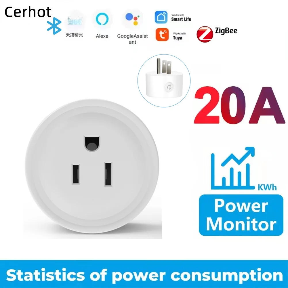 Cerhot-Tuya-Smart-Plug-Zigbee-Plug-20A-Power-Monitor-Wireless-Control ...