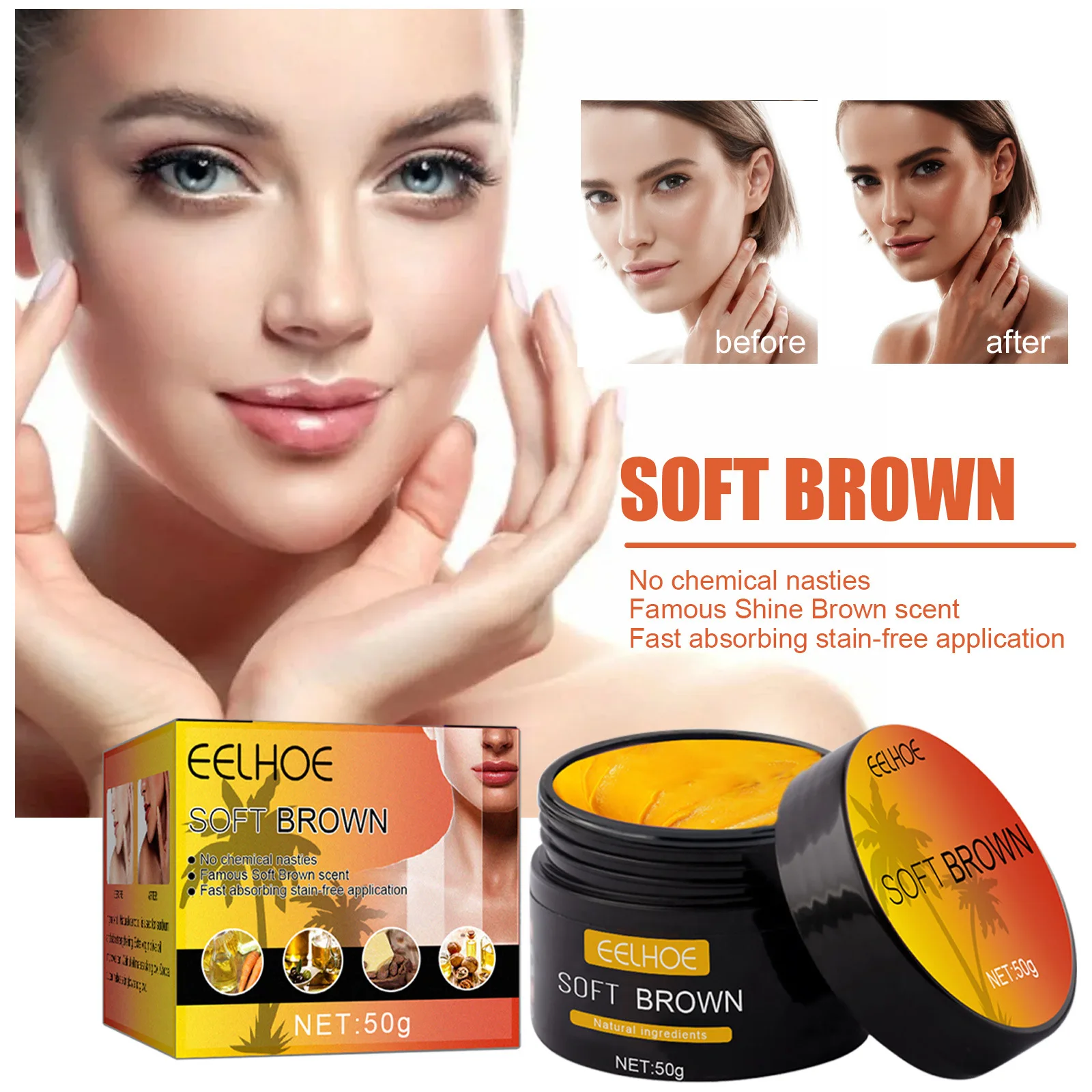 EELHOE crema autobronceadora corporal, larga duración, bronceado sin sol, bronceado falso ...
