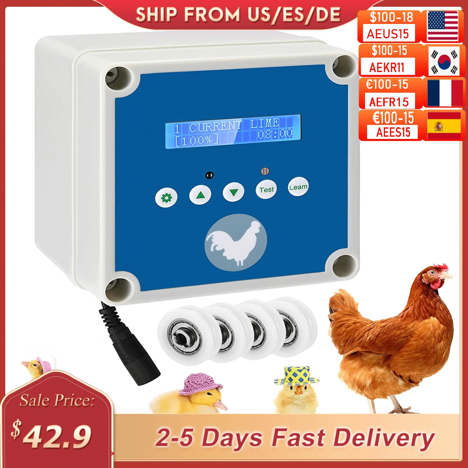 Automatic-Chicken-Coop-Door-Openers-Controller-LCD-Timer-Light-Sensor ...