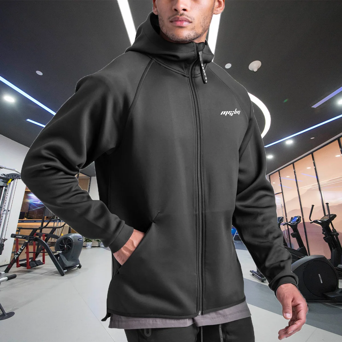 Men Sweater Jacket Spring and Autumn Windproof Zip Up Hooded Cardigan ...