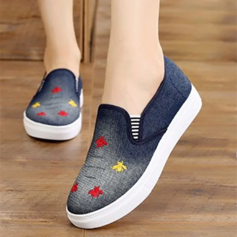 Zapatos De Mujer Women Cute Sweet Round Toe Sky Blue Slip on Anti Skid ...