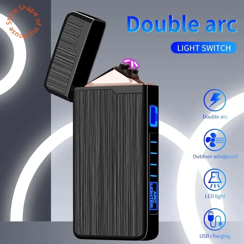 전기 라이터 Usb 충전식 라이터 플라즈마 듀얼 아크 방풍 무불꽃 라이터 남성용 선물 터치 센서 연기 액세서리