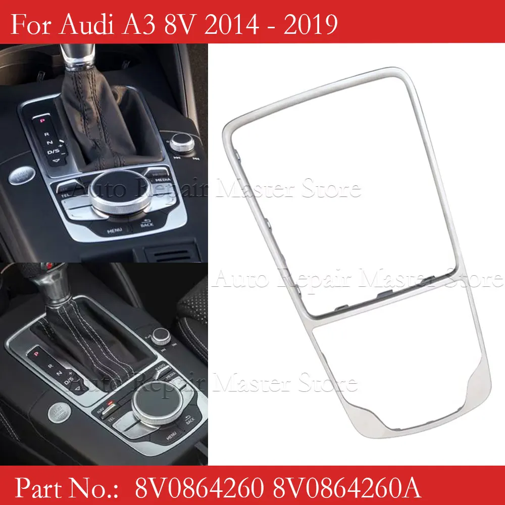 Center-Console-Surround-Trim-Chrome-Silver-Shift-Knob-MMI-Frame-Panel ...