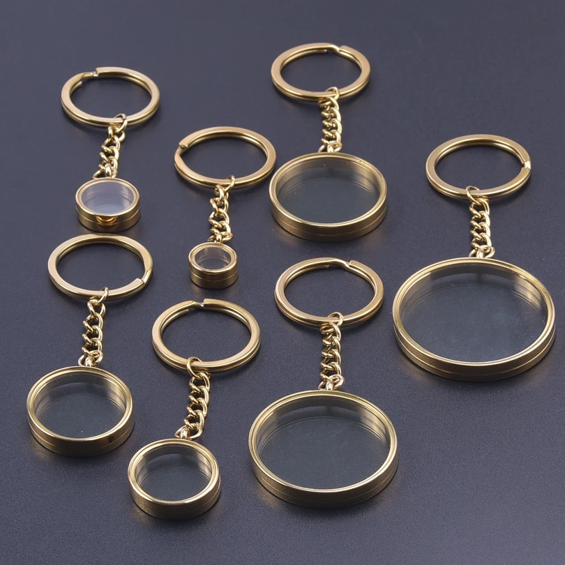 1Pc-Stainless-Steel-Gold-Color-Round-Glass-Coin-Holder-Floating ...