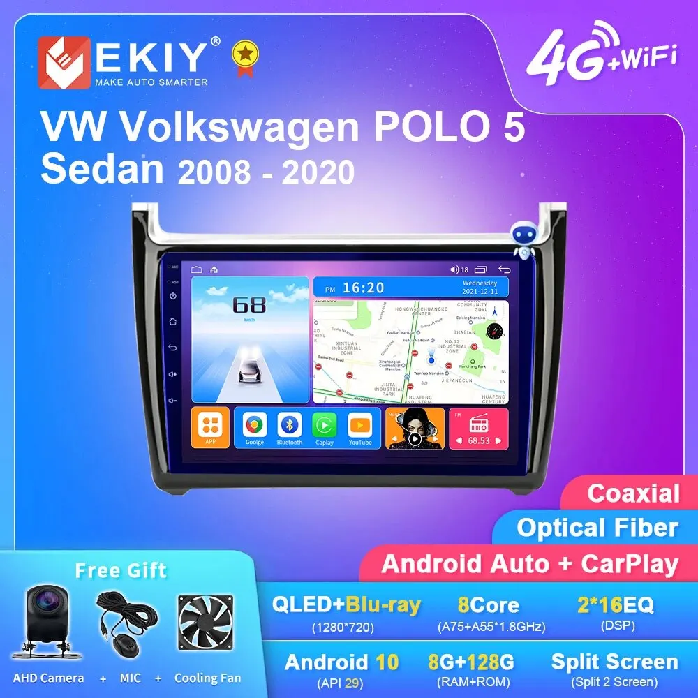 EKIY-T7-Android-Auto-Radio-For-VW-Volkswagen-POLO-5-Sedan-2008-2020 ...