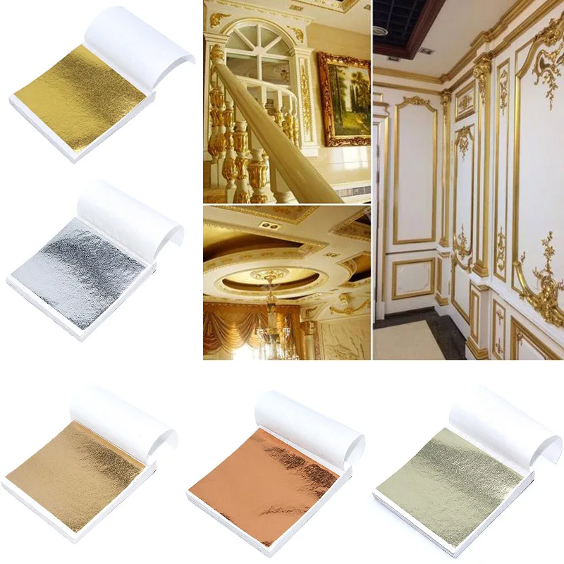 100-200-Sheets-Imitation-Gold-Silver-Foil-Paper-Leaf-Gilding-DIY-Art ...