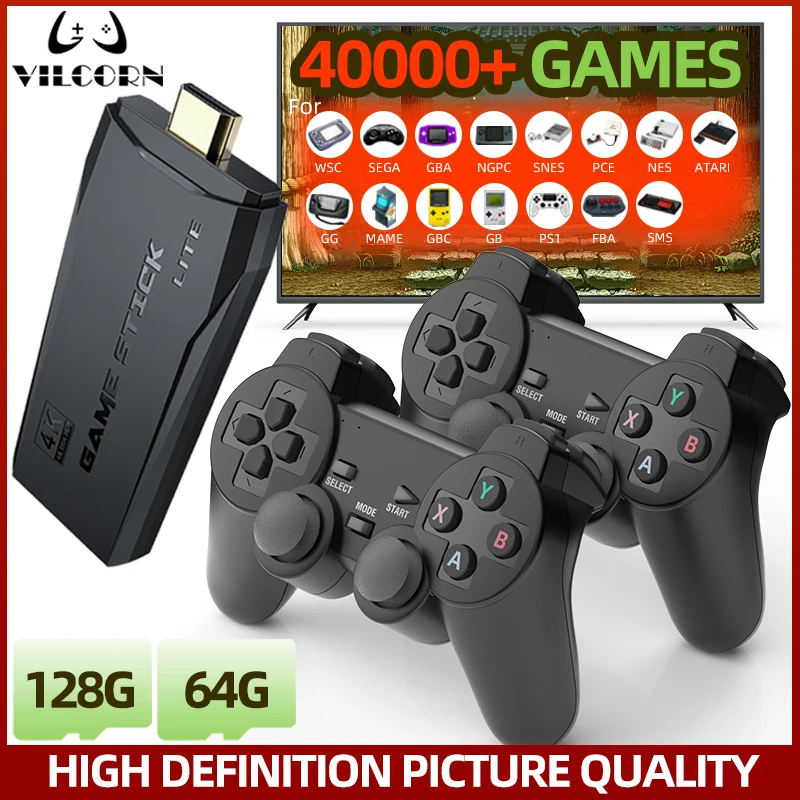 2024-New-Game-Stick-4K-TV-Retro-Video-Game-Console-Built-in-40000 ...