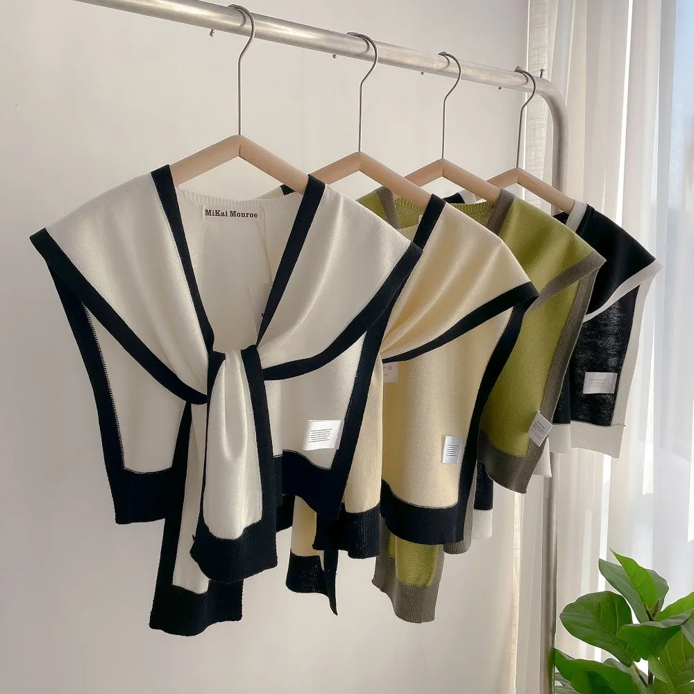 Knitted-Shawl-Fake-Collar-Women-Detachable-Collars-Tie-White-Neckline ...