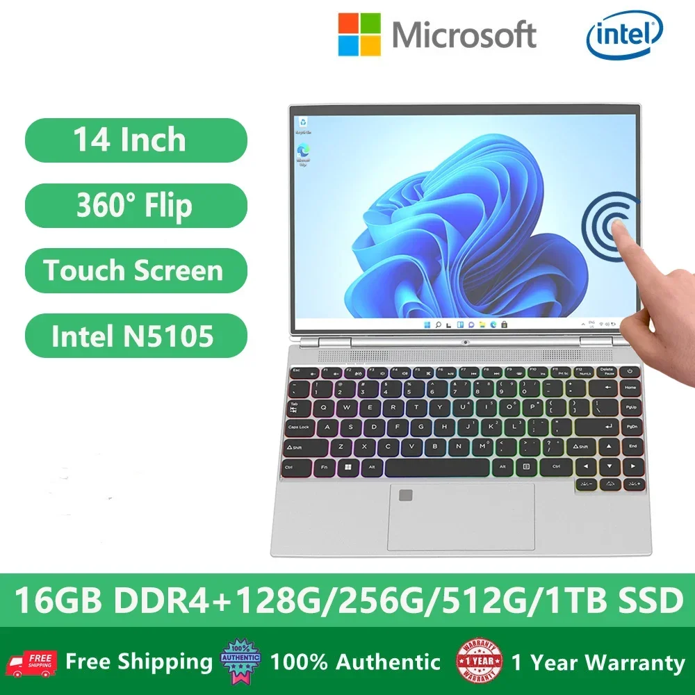 Touch-Screen-360-Degree-Laptops-2-in-1-Gaming-Notebook-Windows-11 ...
