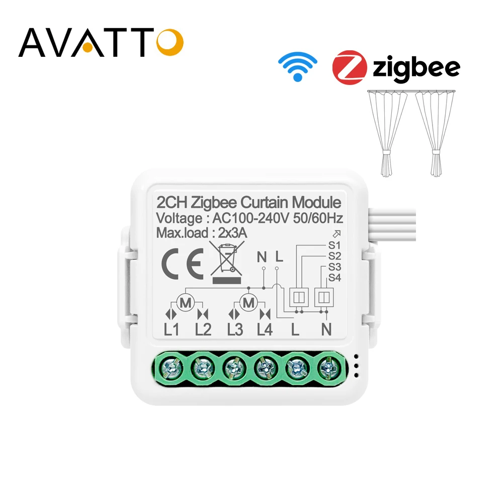 AVATTO Tuya Zigbee / WiFi Curtain Module for Roller Blind Shutter,Smart ...