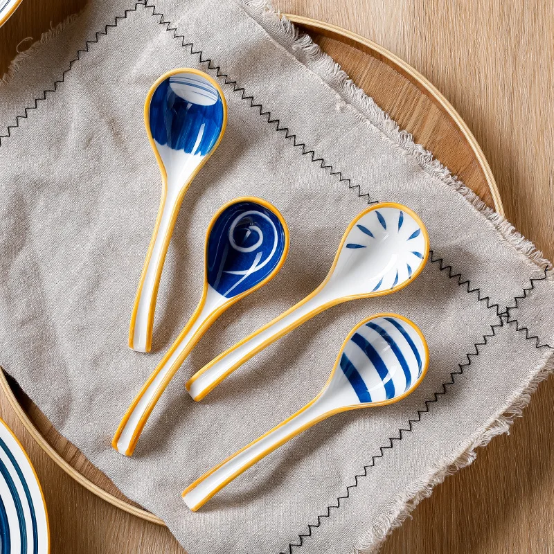 Ceramic-Soup-Spoon-Long-Handle-Spoon-Stoneware-Spoon-Household-Japanese ...