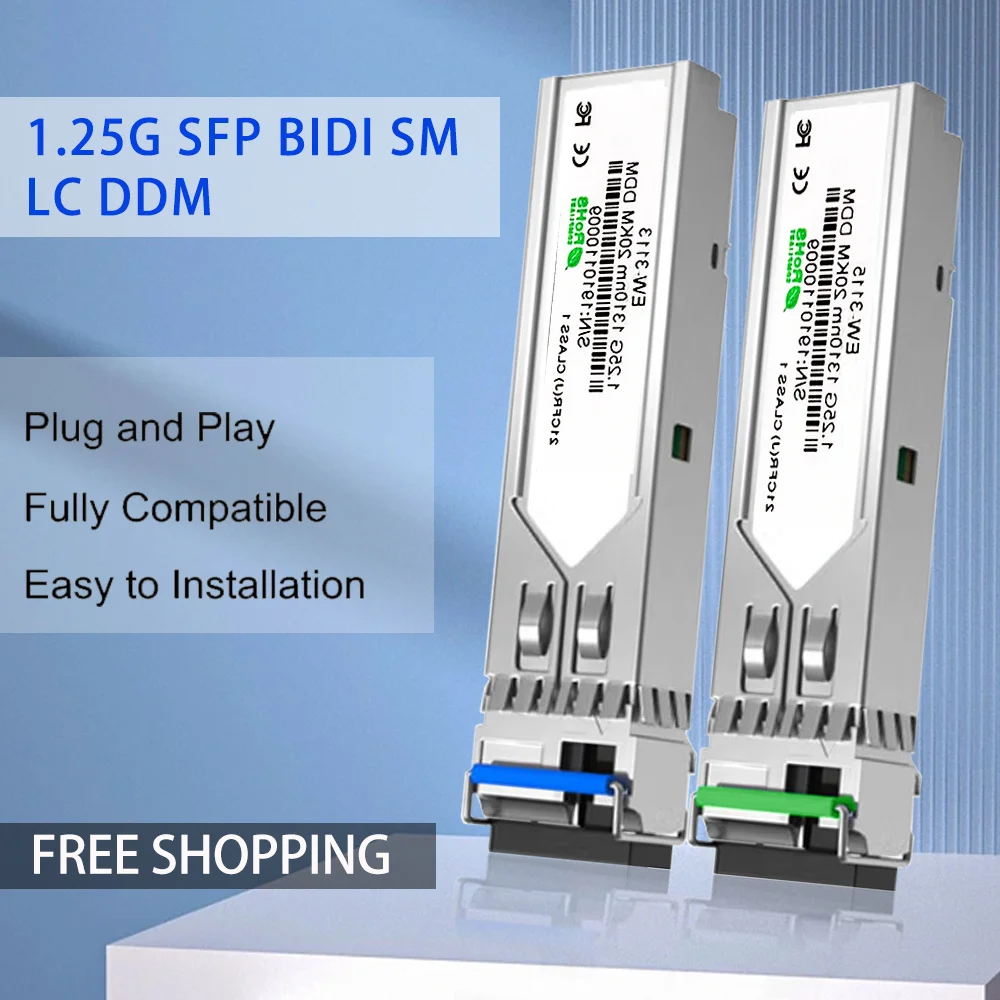 1 Pair 20km LC SFP Module 1.25G SFP Optic Fiber Module Simplex Fiber ...