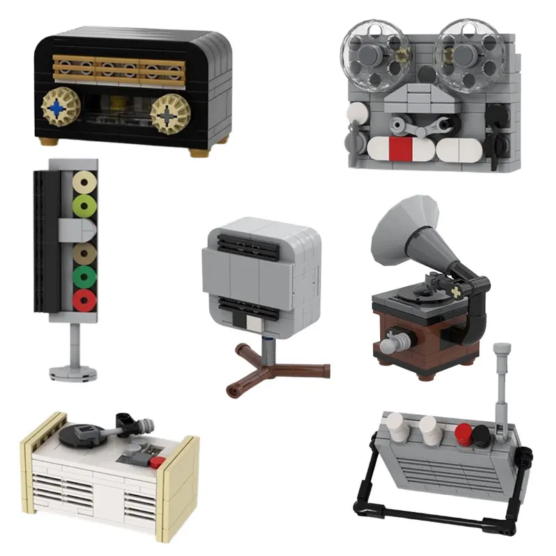 MOC Retro Draagbare Radio 6-Disc CD Converter Fonograaf Muziek ...