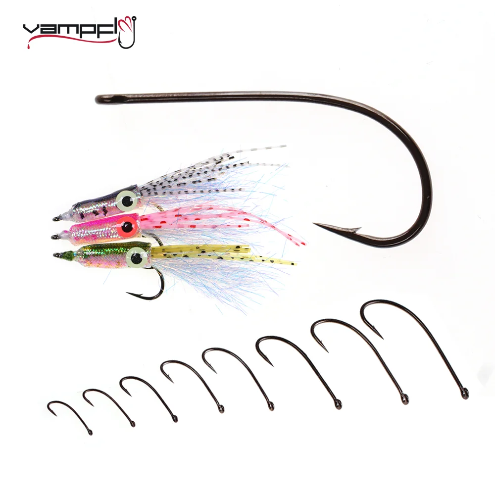 Vampfly 50pcs #2-#16 High Carbon Steel Streamer Fly Tying Hook for ...