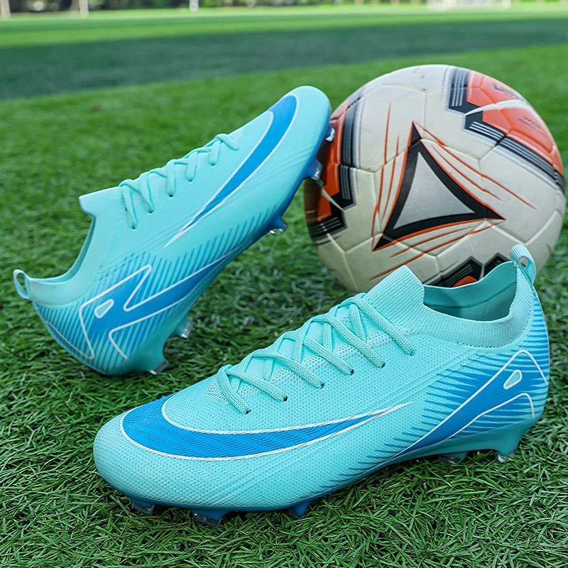 New Men Soccer Shoes FG Non-Slip Training Shoes Long Spikes Ultralight ...