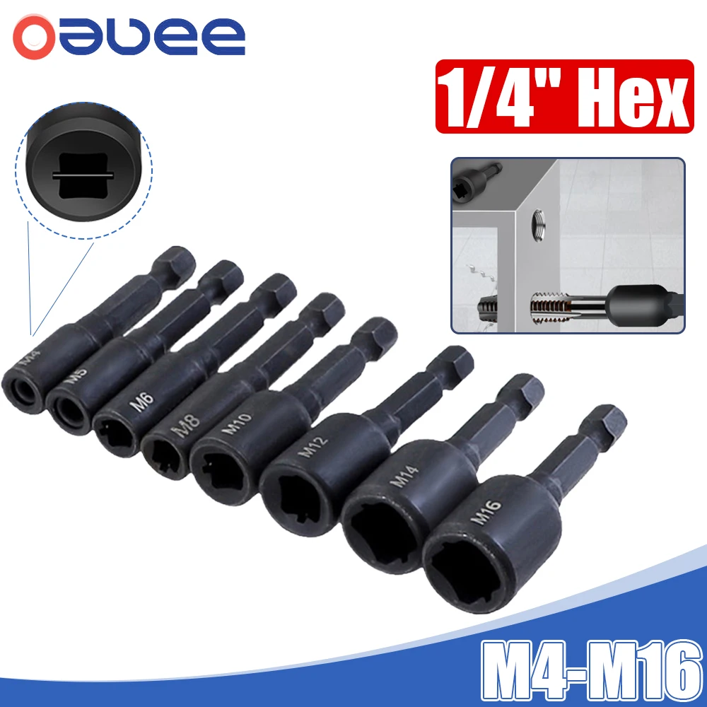 Screw Tap Die Socket Adapter M4 M16 1/4'' Hex Shank Metric Screw Tap ...