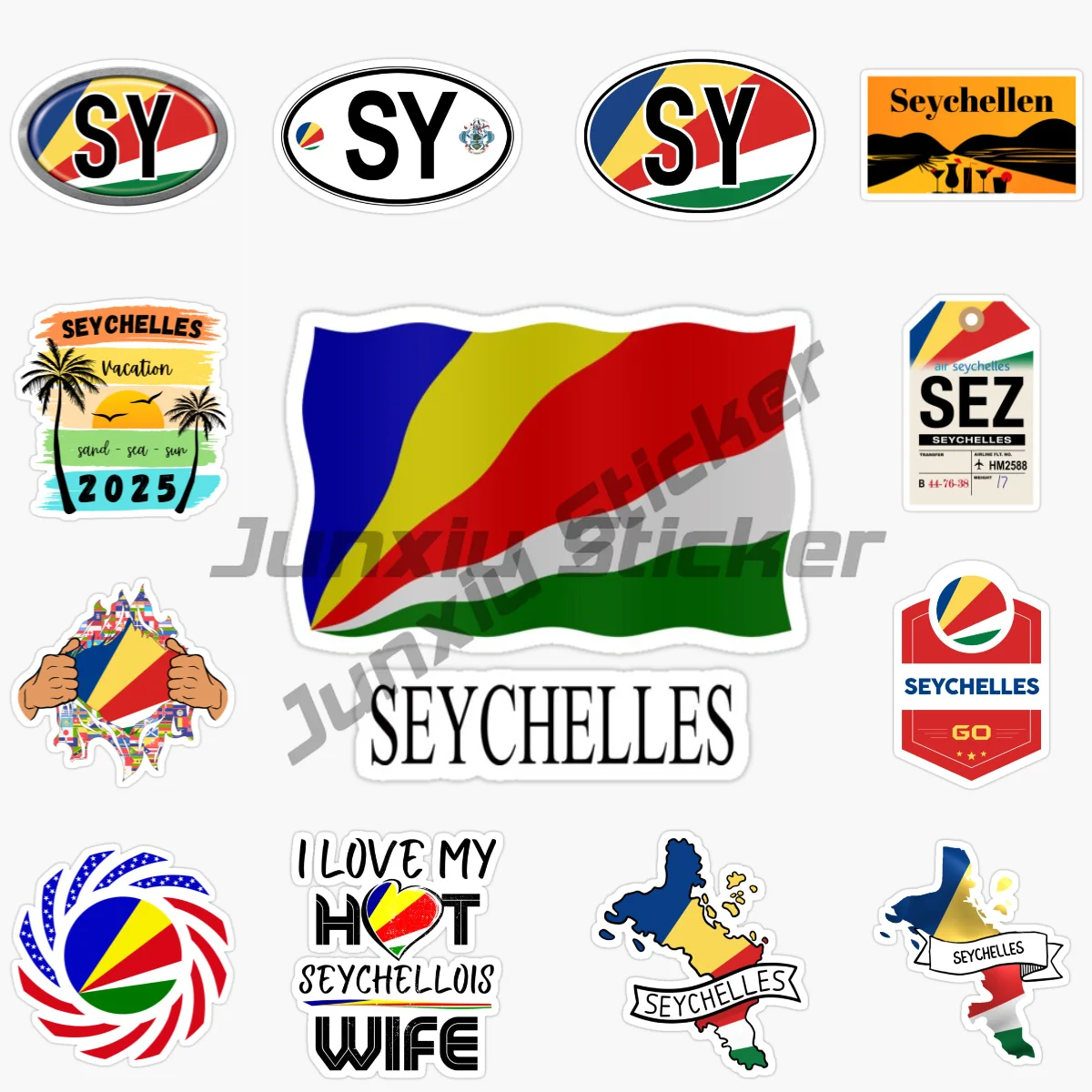 SEYCHELLES National Flag and Emblem Vinyl Self-adhesive PVC Decals ...