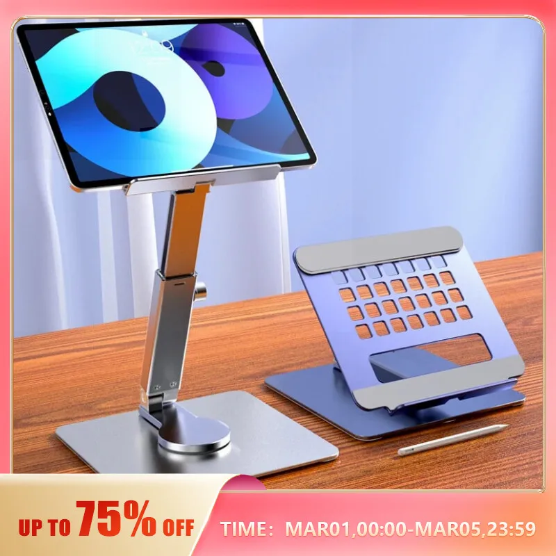 Aluminum-Tablet-Stand-360-Rotating-Folding-Adjustable-Desk-Holder-Mount ...